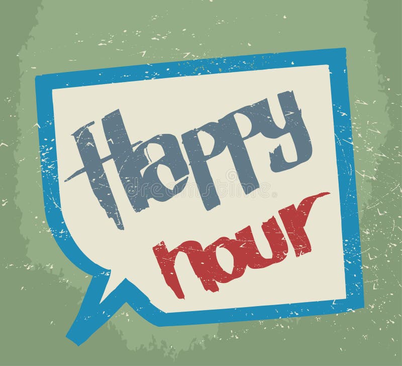 Happy hour sign vector stock vector. Illustration of vintage - 98669932