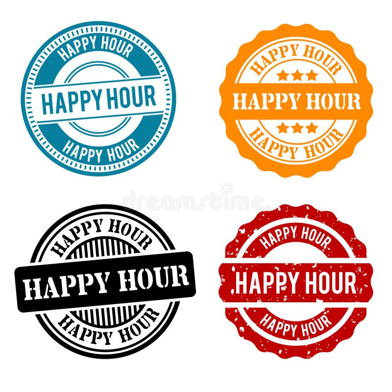 Happy Hour Stamp Badges Collection Illustration de Vecteur ...