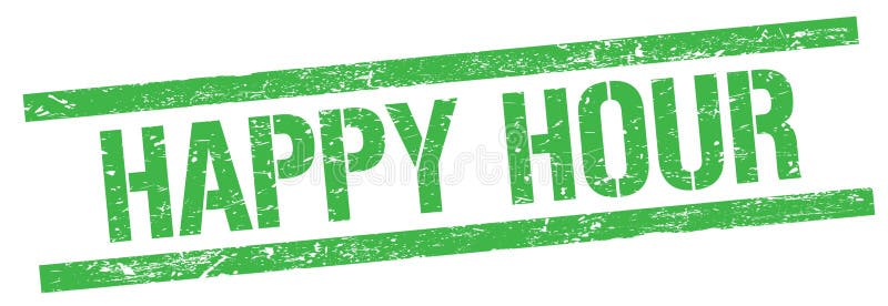 HAPPY HOUR Text on Green Grungy Rectangle Stamp Stock Illustration ...