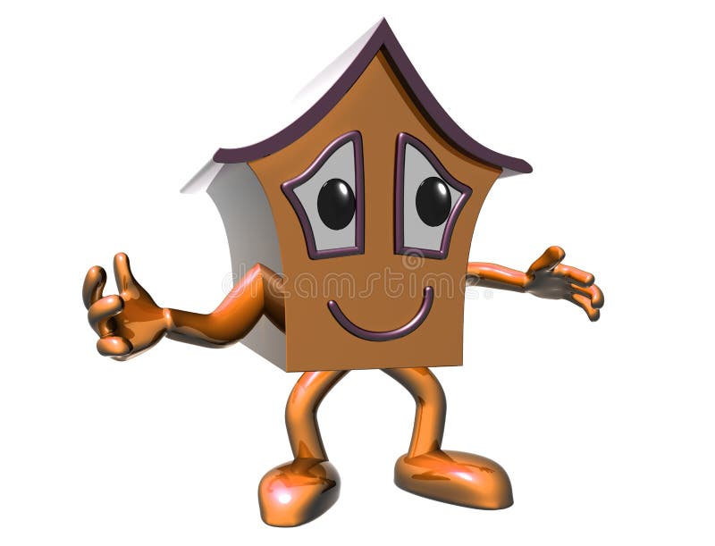 Happy Cartoon House with Toolbox and Ladder Stock Illustration ...