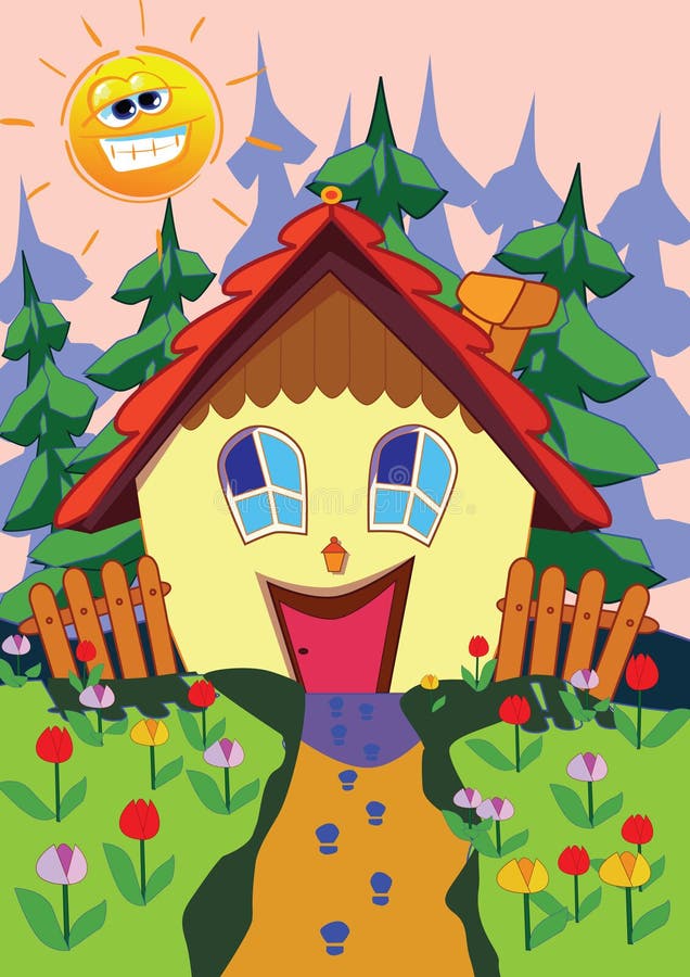 Happy house stock illustration. Illustration of real, cute - 675036