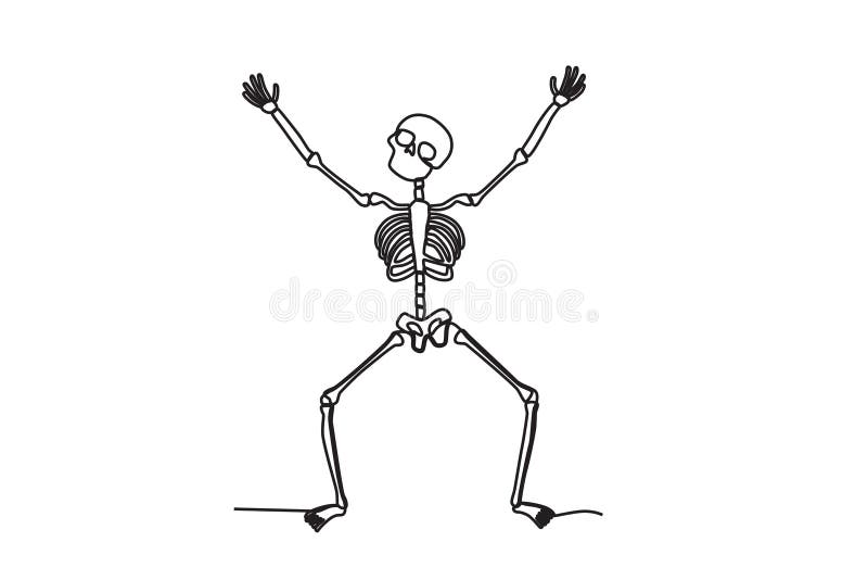A Happy Human Skeleton Raised Both Hands Stock Vector - Illustration of ...