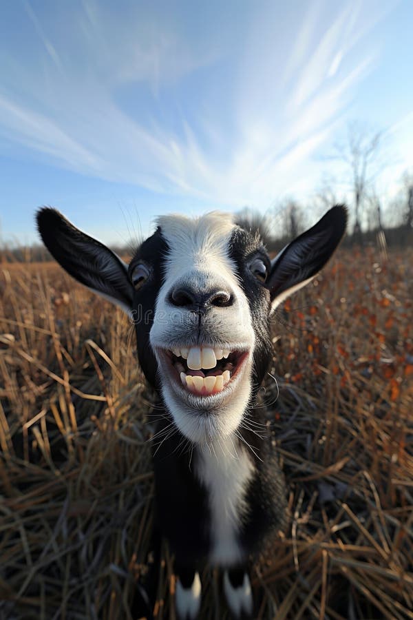 Happy and Humorous Goat on Farm, Perfect for Text Overlay, Vertical ...