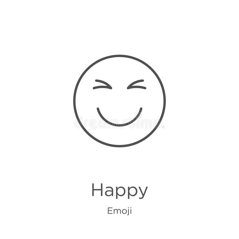 Happy Icon Vector from Emoji Collection. Thin Line Happy Outline Icon ...