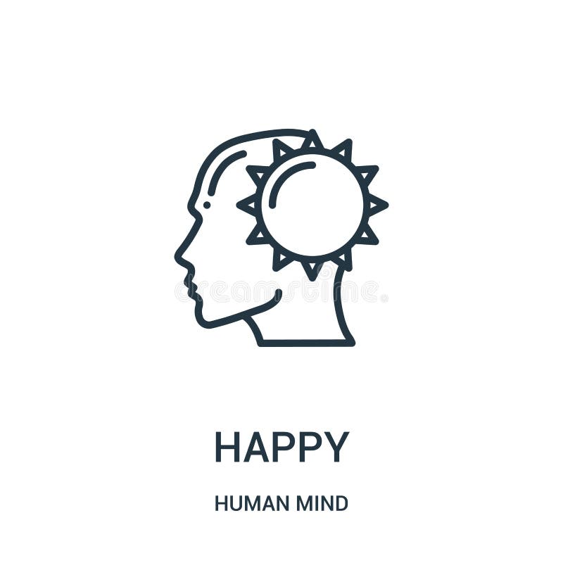 Happy Icon Vector from Human Mind Collection. Thin Line Happy Outline ...