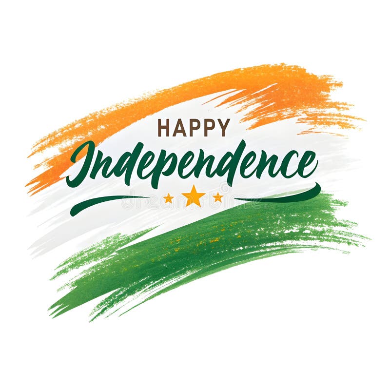 Happy Independence Day in Bold Brush Script with Saffron Stock ...