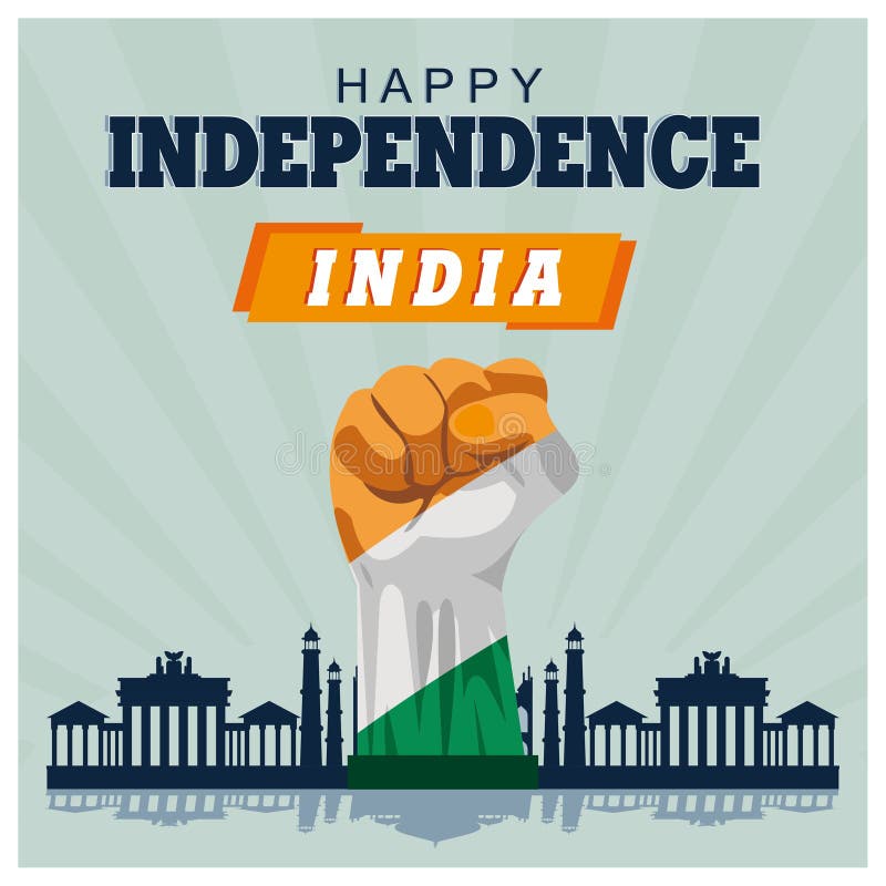 Happy Independence Day India. Hands Clenched Against the Backdrop of ...