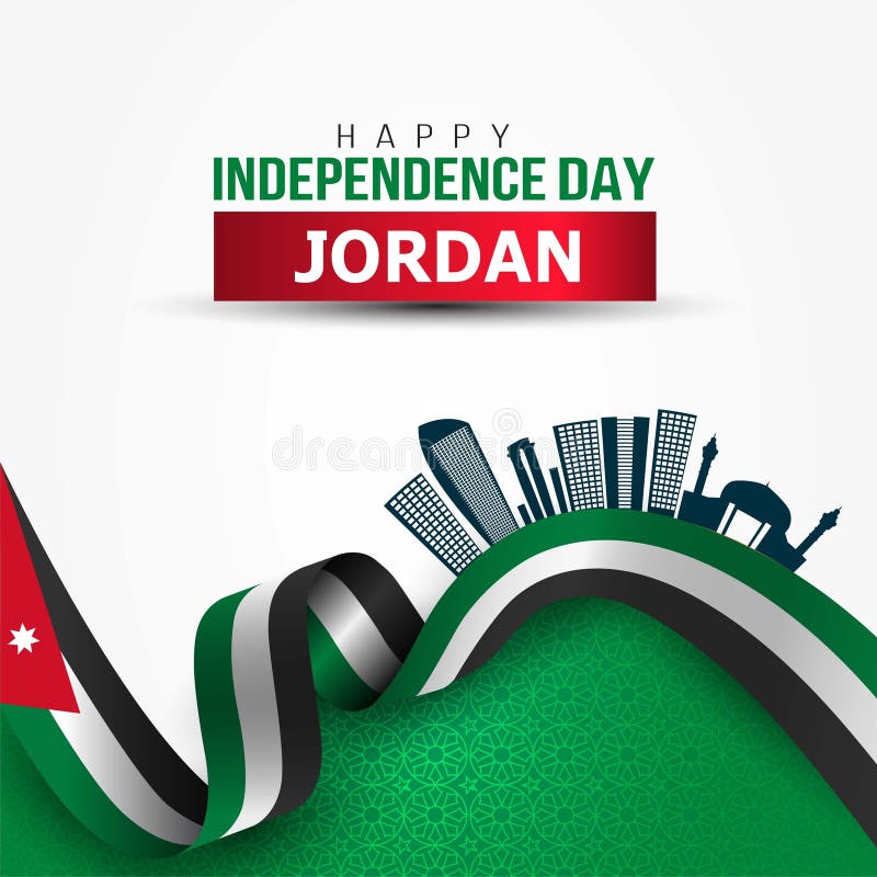 Happy Independence Day Jordan. 3d Flag Monuments Stock Vector ...