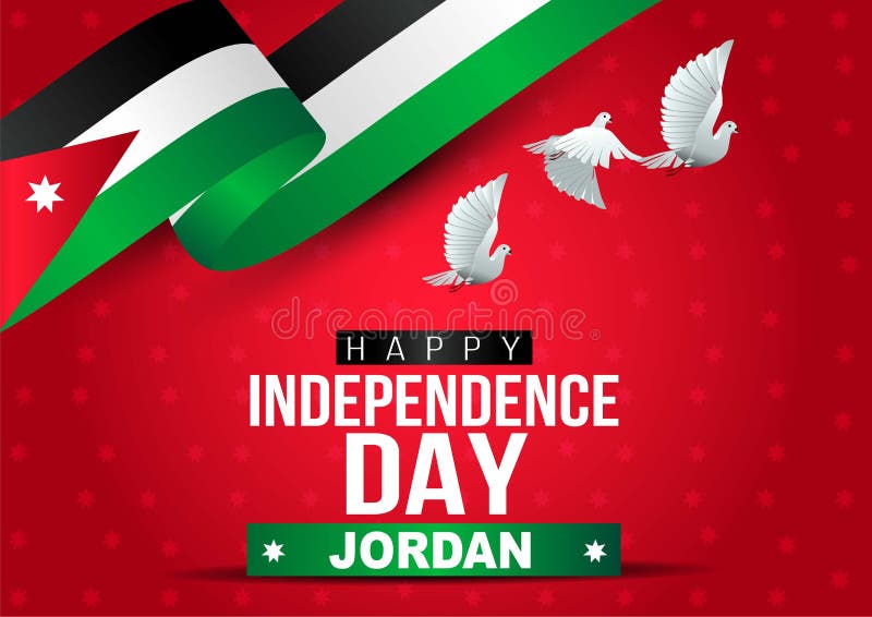 Happy Independence Day Jordan. Flying Dove with Jordan Flag Stock ...
