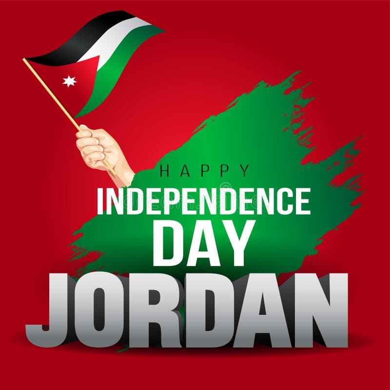 Independence Day of Jordan with Flag Stock Illustration - Illustration ...