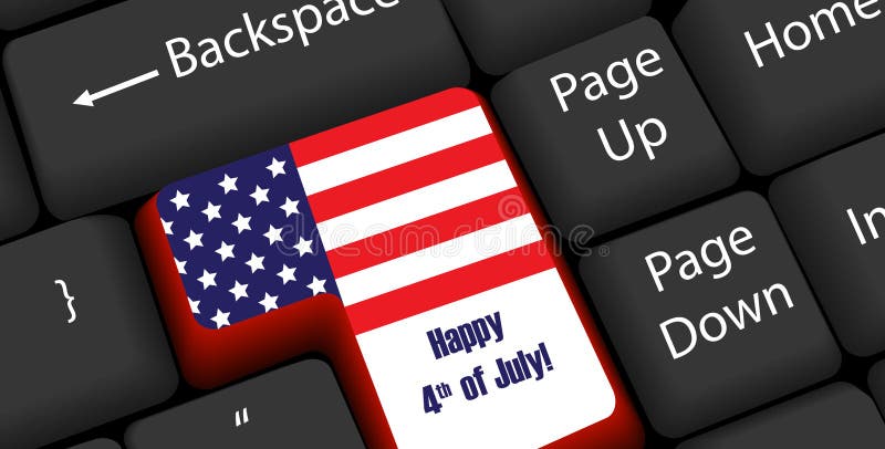 Happy Independence Day 4th July Key on the Computer Keyboard Stock ...