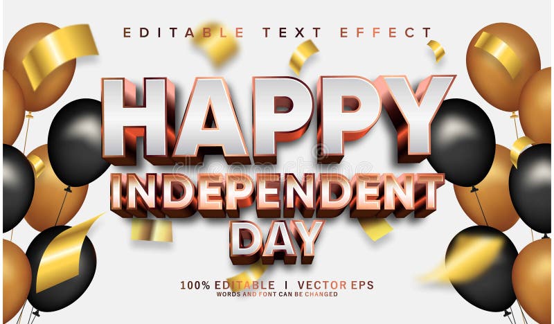 Happy Independent Day Vector Text Effect with Modern Style Design Stock ...