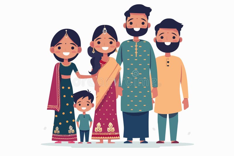 Happy Indian Family Isolated Stock Vector - Illustration of casual ...