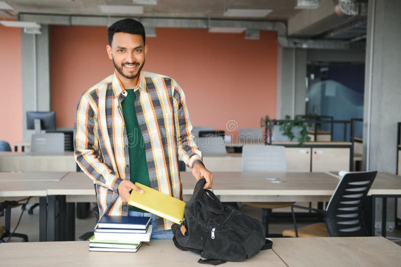 Happy Indian Male Student at the University Stock Photo - Image of ...
