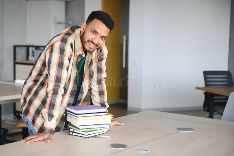 Happy Indian Male Student at the University Stock Image - Image of ...