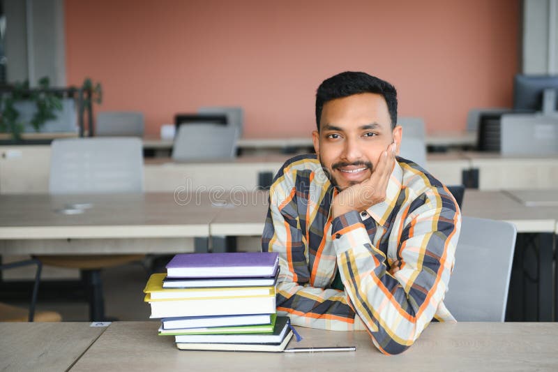 Happy Indian Male Student at the University Stock Image - Image of ...