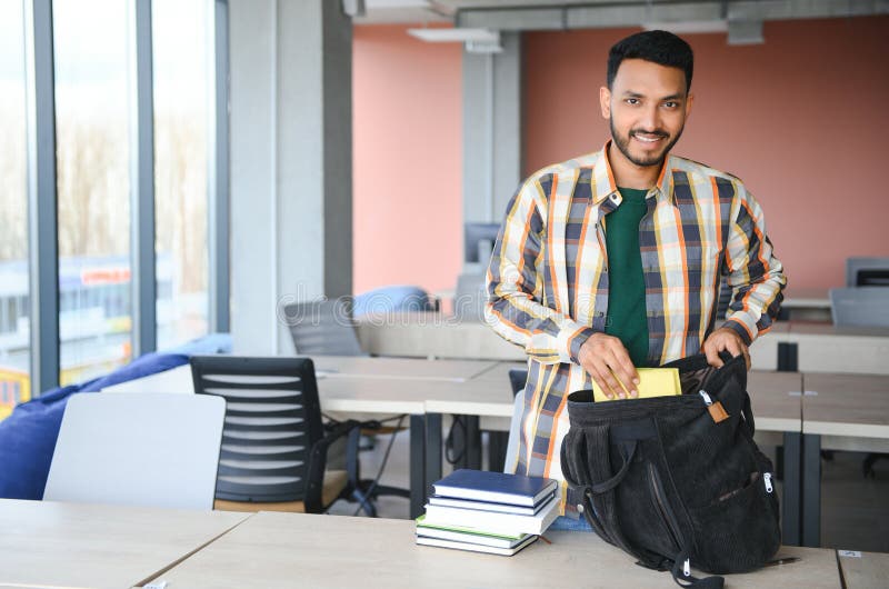Happy Indian Male Student at the University Stock Image - Image of ...
