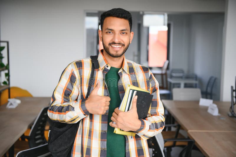 Happy Indian Male Student at the University Stock Image - Image of ...