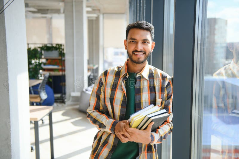 Happy Indian Male Student at the University Stock Image - Image of ...