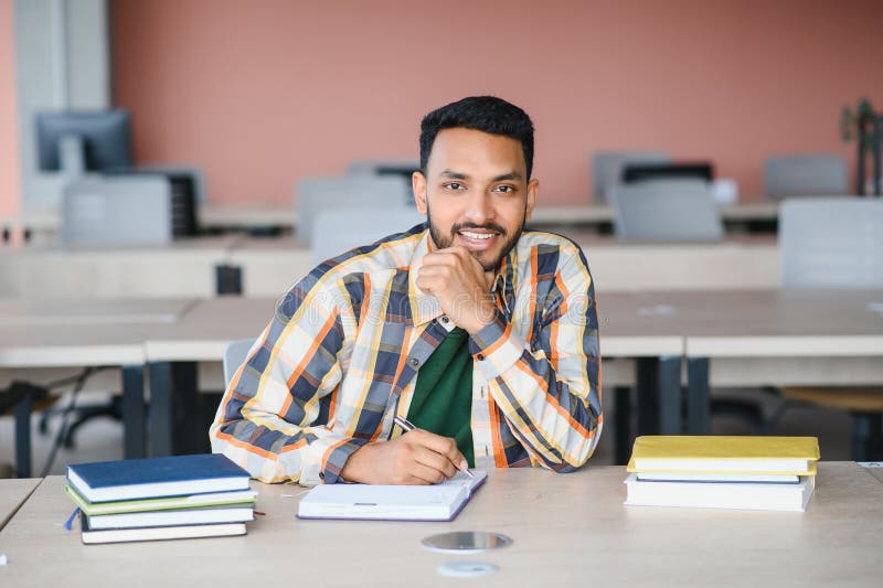 Happy Indian Male Student at the University Stock Image - Image of ...