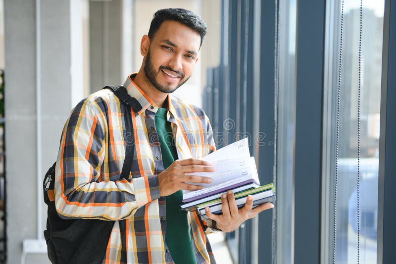 Happy Indian Male Student at the University Stock Image - Image of ...