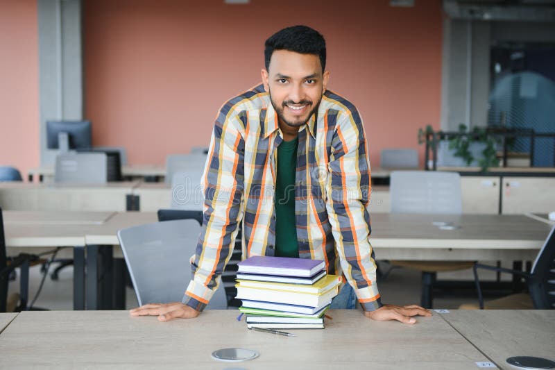 Happy Indian Male Student at the University Stock Image - Image of ...