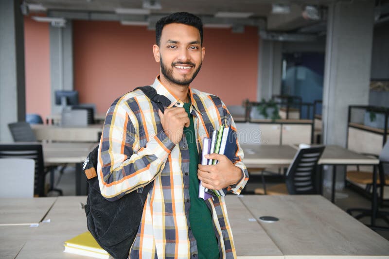 Happy Indian Male Student at the University Stock Image - Image of ...
