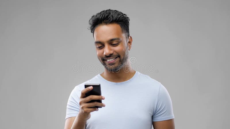 Happy Indian Man Using Smartphone Stock Photo - Image of mobile ...