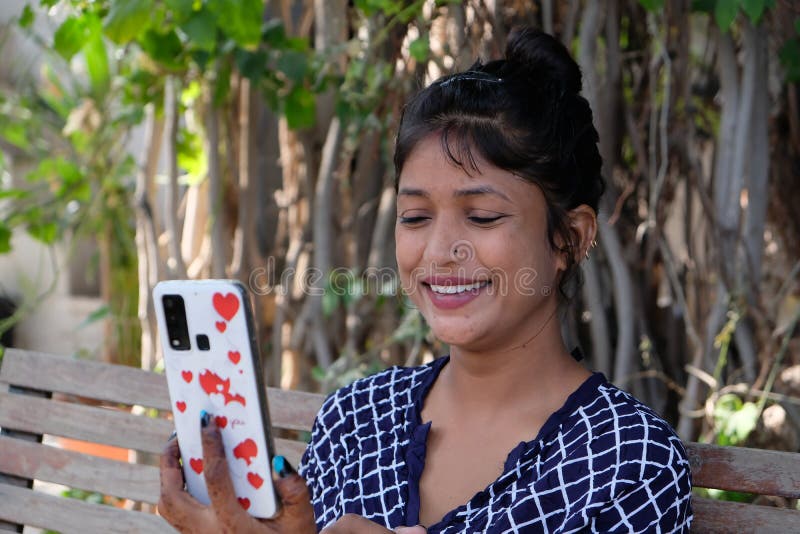 Happy Indian Young Female Taking a Selfie Stock Photo - Image of young ...
