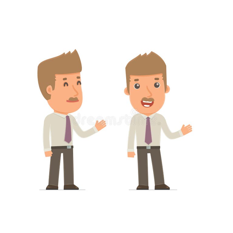 Happy and Intelligent Character Broker Making Presentation Stock ...