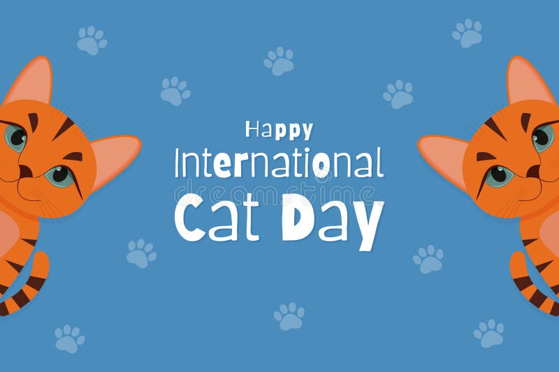 Happy International Cat Day Flat Vector Illustration Stock Illustration ...
