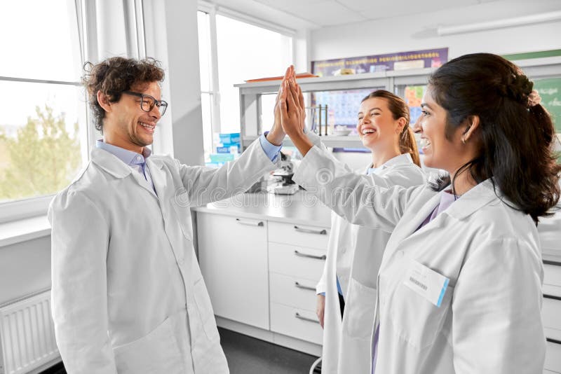 Happy International Scientists in Laboratory Stock Image - Image of ...