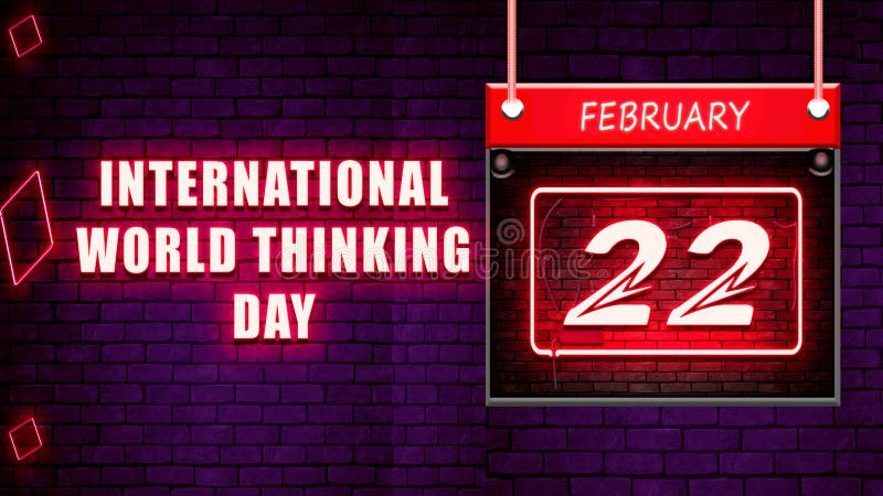 22 February, International World Thinking Day, Neon Text Effect on ...