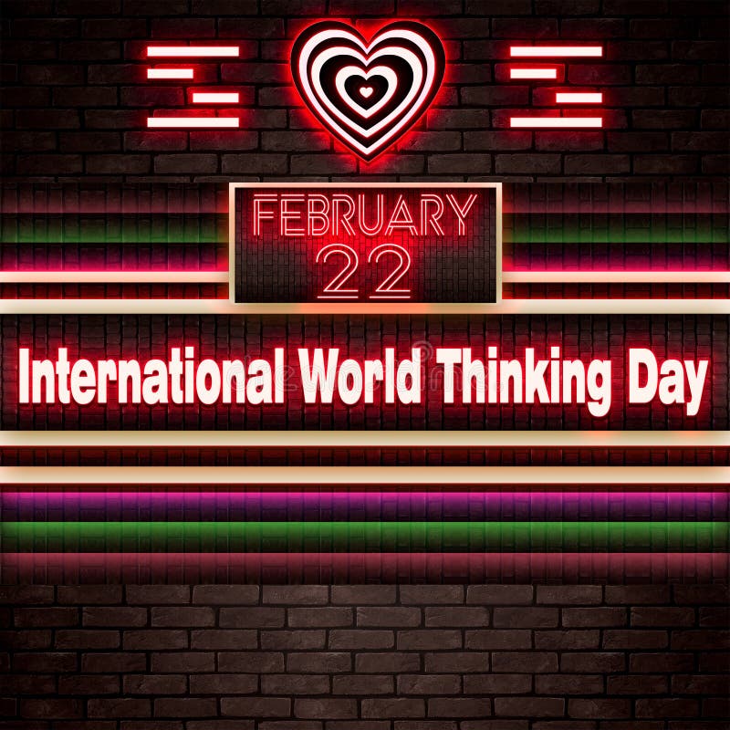 22 February, International World Thinking Day, Neon Text Effect on ...