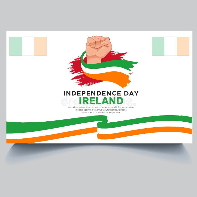 Happy Ireland Independence Day Banner and Hand Flag Stock Vector ...