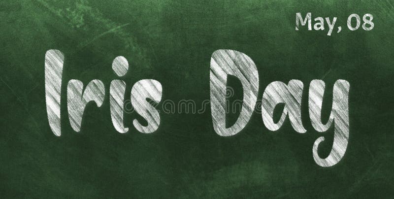 Happy Iris Day, May 08. Calendar of May Chalk Text Effect, Design Stock ...