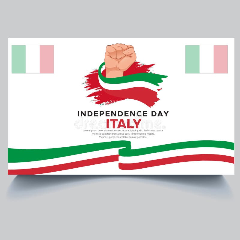 Happy Italy Independence Day Banner and Hand Flag Design Stock Vector ...