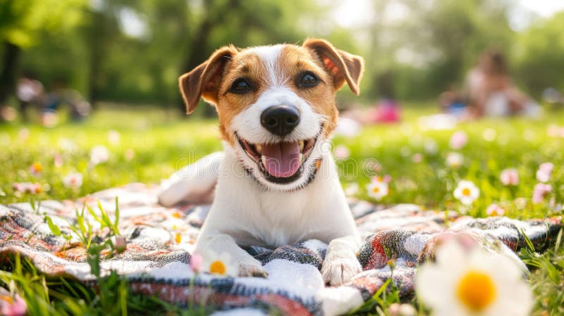 Happy Jack Russell Terrier Dog Relaxing Outdoors Stock Illustration ...