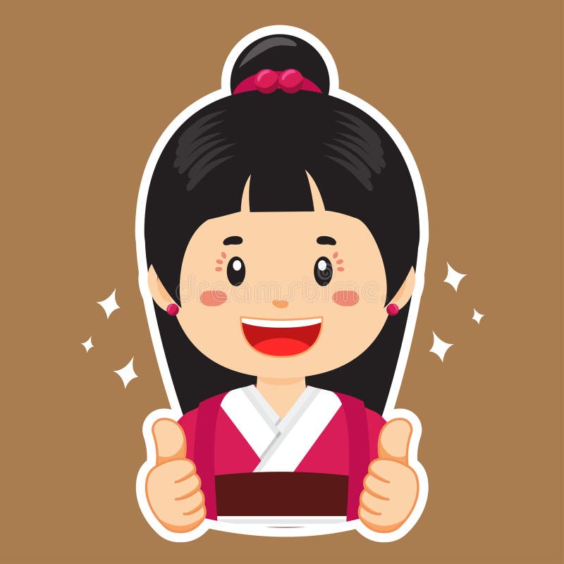 Happy Japanese Character Sticker Stock Vector - Illustration of couple ...