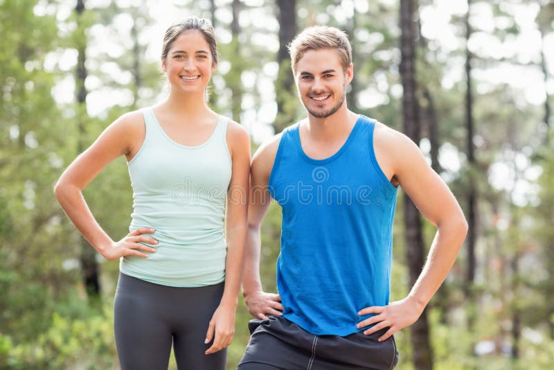 Happy Joggers Looking at Camera Stock Image - Image of adult, cross ...