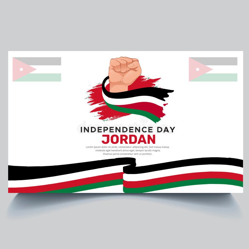 Happy Jordan Independence Day Banner and Hand Flag Stock Vector ...