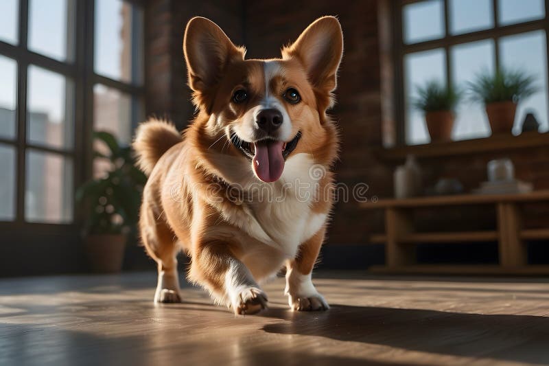 A Happy, Joyful and Adorable Corgi in a House Stock Image - Image of ...