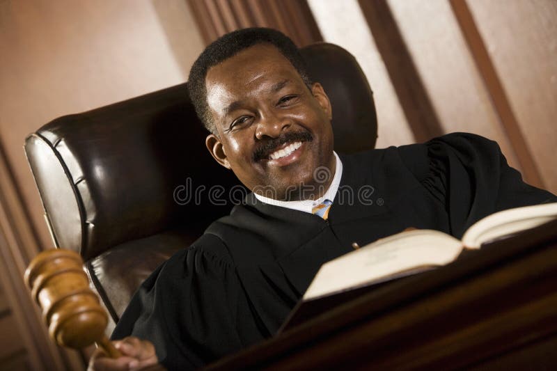 Happy Judge Holding Gavel stock photo. Image of horizontal - 29663120