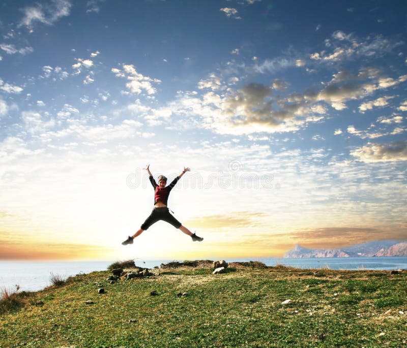 Happy jump stock image. Image of girl, outdoors, people - 5818017