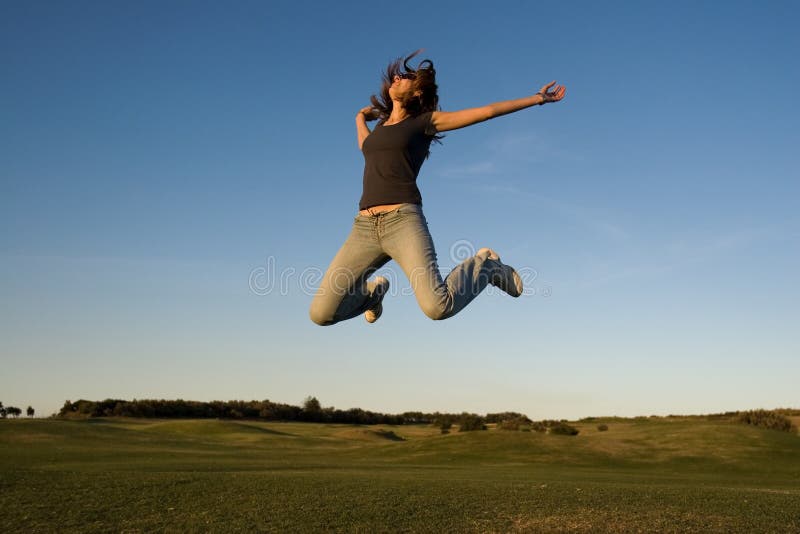 Happy jump stock photo. Image of athletics, life, female - 735816