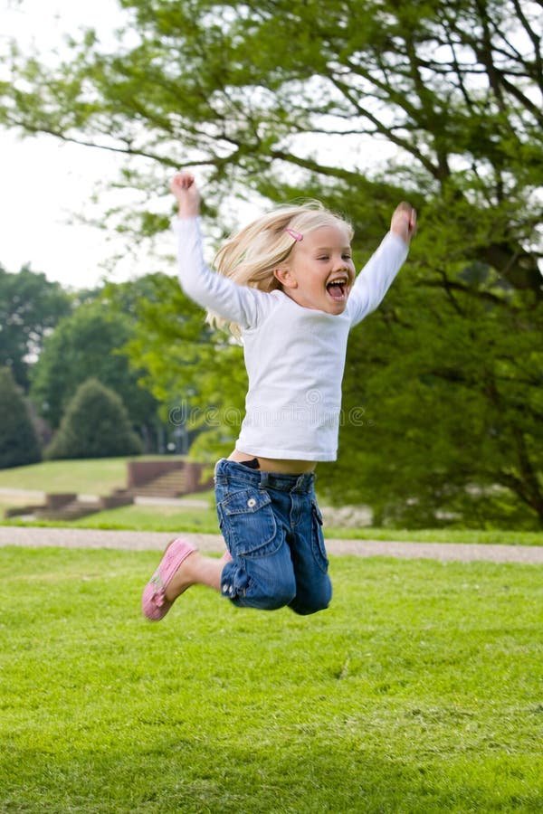Happy jumping stock image. Image of play, spring, childhood - 5241943