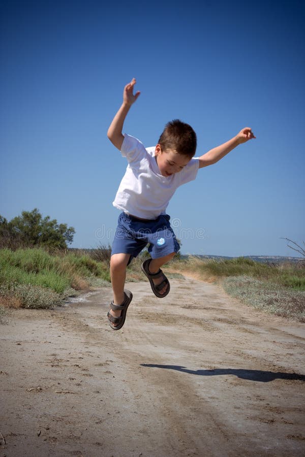 Happy Smiling Child Jumping Free Stock Photo - Image of leaping ...