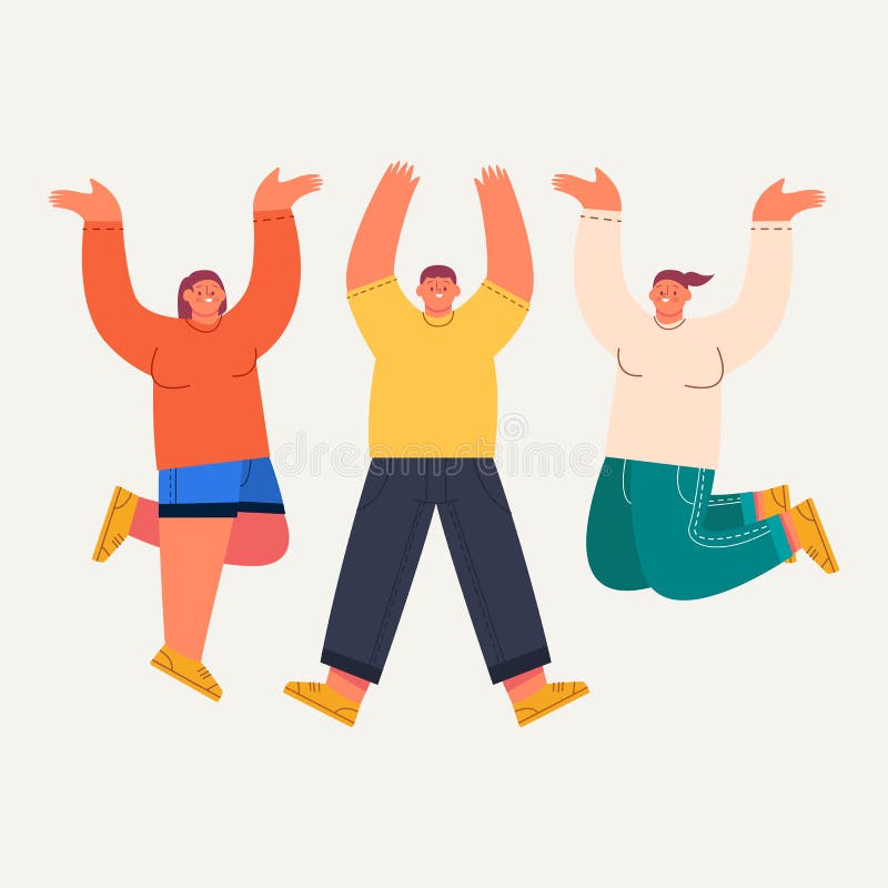 Happy jumping with friends stock vector. Illustration of female - 185845826