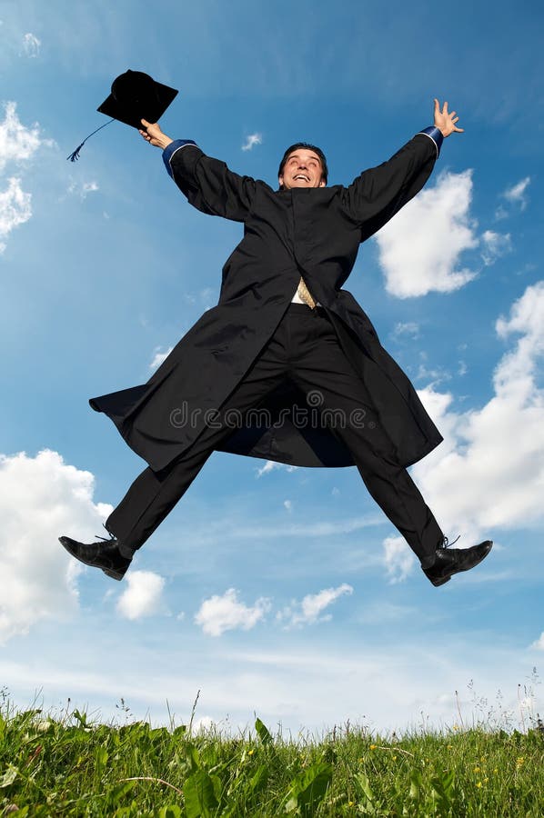 Happy Jumping Graduate Isolated Stock Image - Image of graduate, jump ...