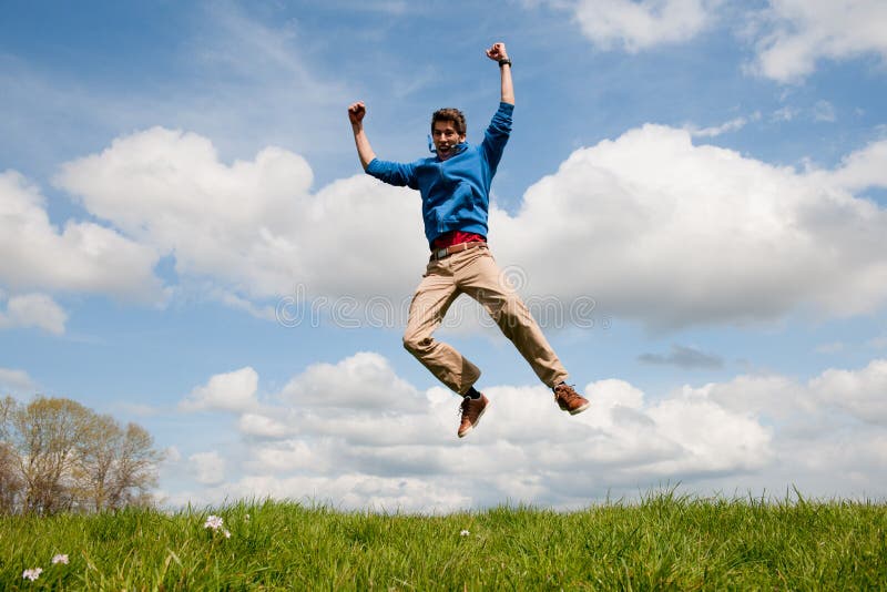 Happy jumping man stock photo. Image of high, happy, grass - 24777852